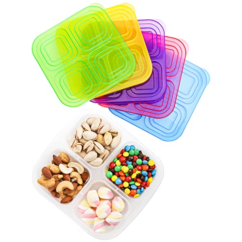 AVLA 10 Pack Bento Snack Boxes, Reusable Meal Prep Containers, 4-Compartment To Go Bento Lunch Boxes for Kids, Stackable Divided Food Storage Containers for School, Work and Travel