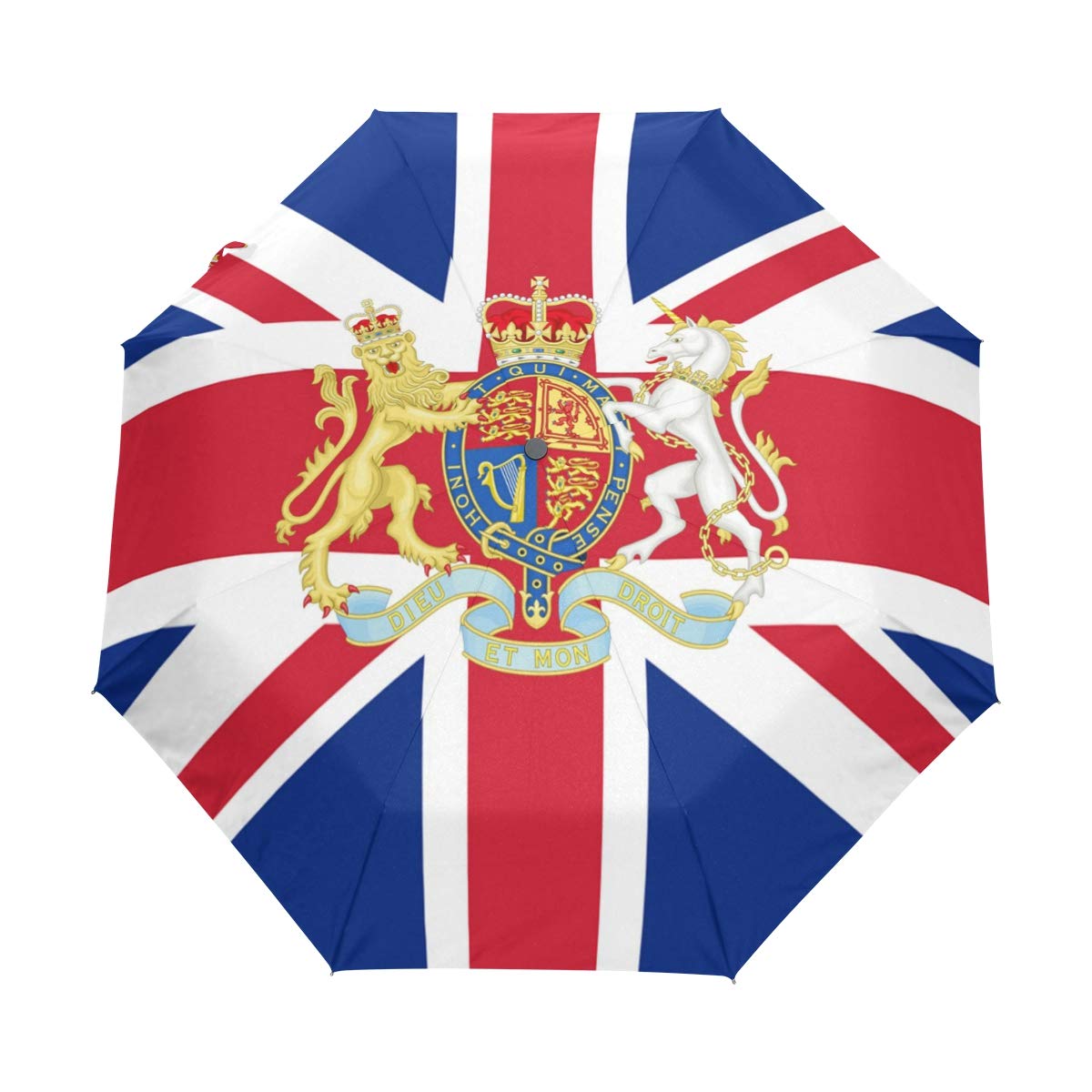 CHINEIN Travel Umbrella Auto Open Compact Folding Sun & Rain Protection London British Flag National Emblem