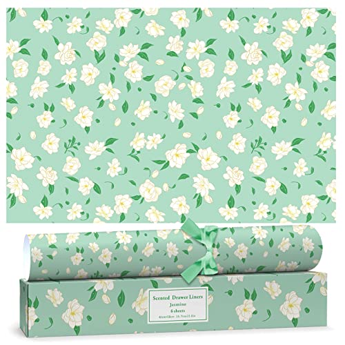 Drawer Liner, Lavender Scented Drawer Liner for Cabinet Drawers, Dresser Shelf, Linen Closet, Non Adhesive Scented Liners, Jasmine Scent 6 Sheets