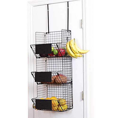 Hanging fruit basket rustic shelves Metal Wire Tier Wall Mounted over the door organizer Kitchen Fruit Produce Bin Rack Bathroom Towel Baskets fruit stand produce storage rustic snack organizer Z Basket Collection
