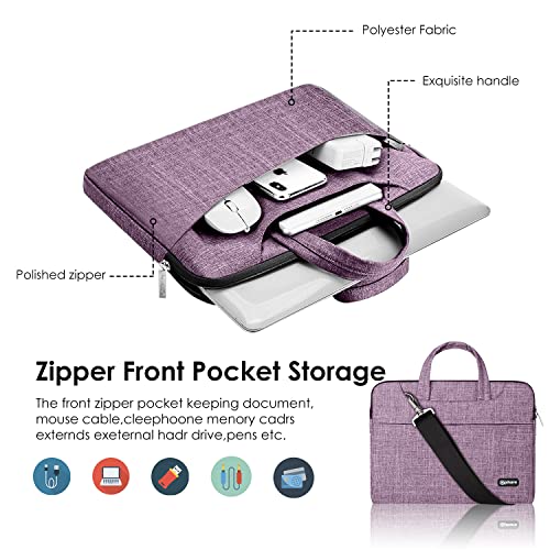 Qishare 15 15.6 16 inch Laptop Case Laptop Shoulder Bag, Multi-functional Notebook Sleeve Carrying Case With Strap for Lenovo Acer Asus Dell Lenovo Hp Chromebook 15(Purple Lines)