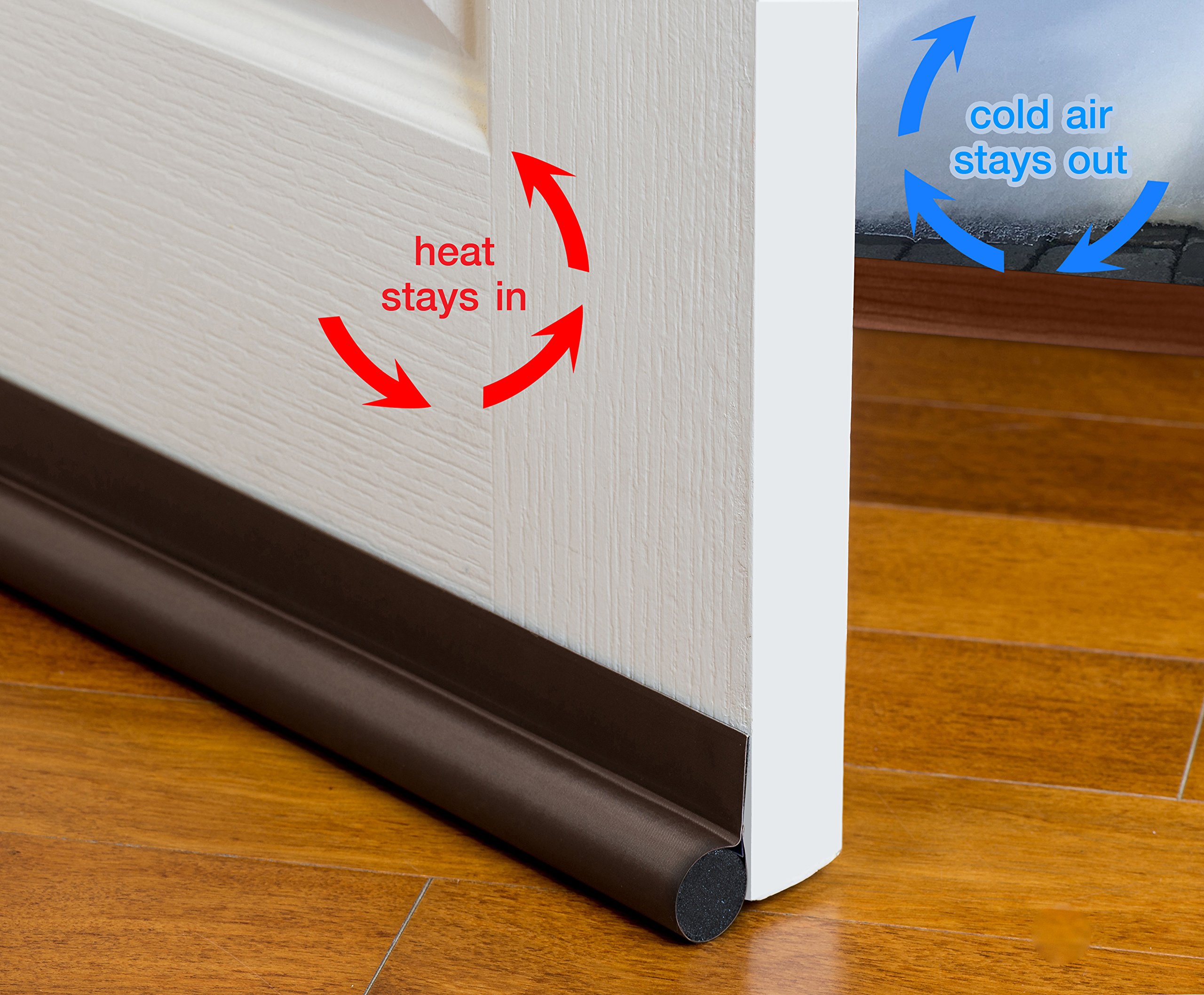 deeTOOL MAN Door Draft Stopper 36" : One Sided Door Insulator with Hook and Loop Self Adhesive Tape Seal Fits to Bottom of Door/Under Door Draft Stopper (Brown)