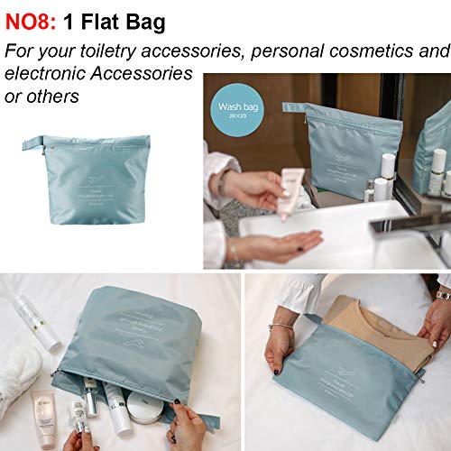 Travel Packing Cubes 8 Pcs Set, Luggage Packing Organizers with Shoe Bag and Toiletry Bag