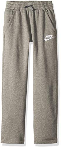 NIKE Sportswear Boys' Club Fleece Open Hem Pants, Carbon Heather/White, Large