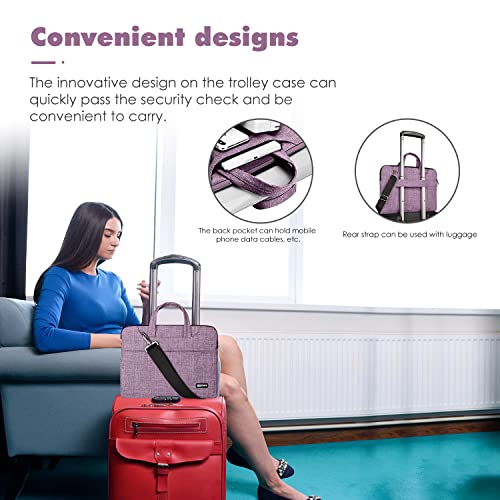 Qishare 15 15.6 16 inch Laptop Case Laptop Shoulder Bag, Multi-functional Notebook Sleeve Carrying Case With Strap for Lenovo Acer Asus Dell Lenovo Hp Chromebook 15(Purple Lines)