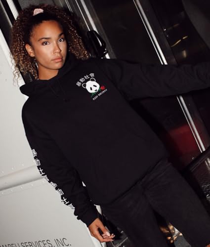 Riot Society Panda Rose Mens Graphic Pullover Hoodie Sweatshirt, Perfect Sweater for the Champion to Wear Into the AM - Black, Small
