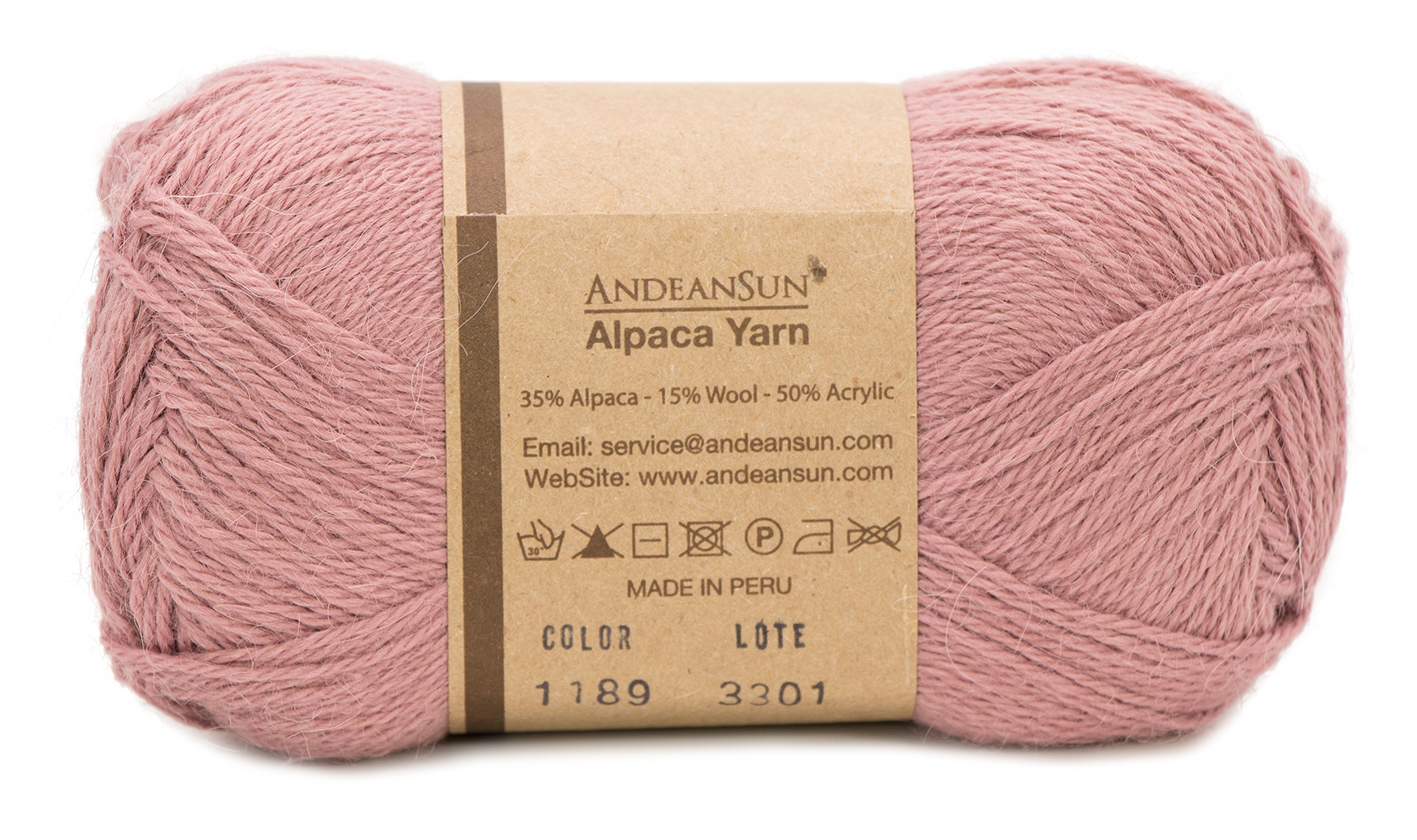 (3 Small Gorgeous Skeins) Alpaca Yarn Blend Umayo [657 Yards Total], #2 Fingering (Pink Mauve)