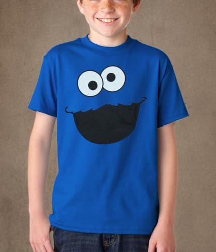 Animation Shops Cookie Monster Face Youth Kids T-Shirt (Youth Small [6/8]) Blue