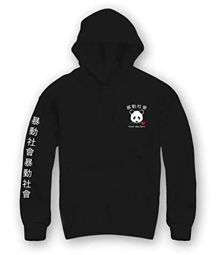 Riot Society Panda Rose Mens Graphic Pullover Hoodie Sweatshirt, Perfect Sweater for the Champion to Wear Into the AM - Black, Small
