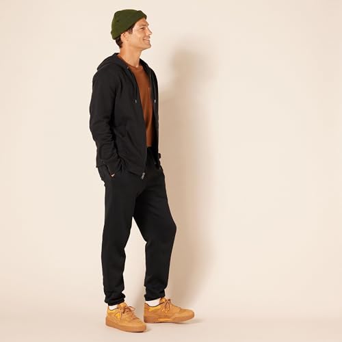 Amazon Essentials Men's Full-Zip Fleece Hoodie (Available in Big & Tall), Black, X-Large
