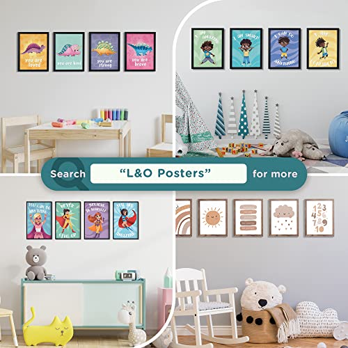 L&O Goods Educational Math Posters for Kids | Homeschool & Elementary Classrooms | Set of 10 Includes Addition, Subtraction, Multiplication, Division, Fractions, Place Value| Size 13x18