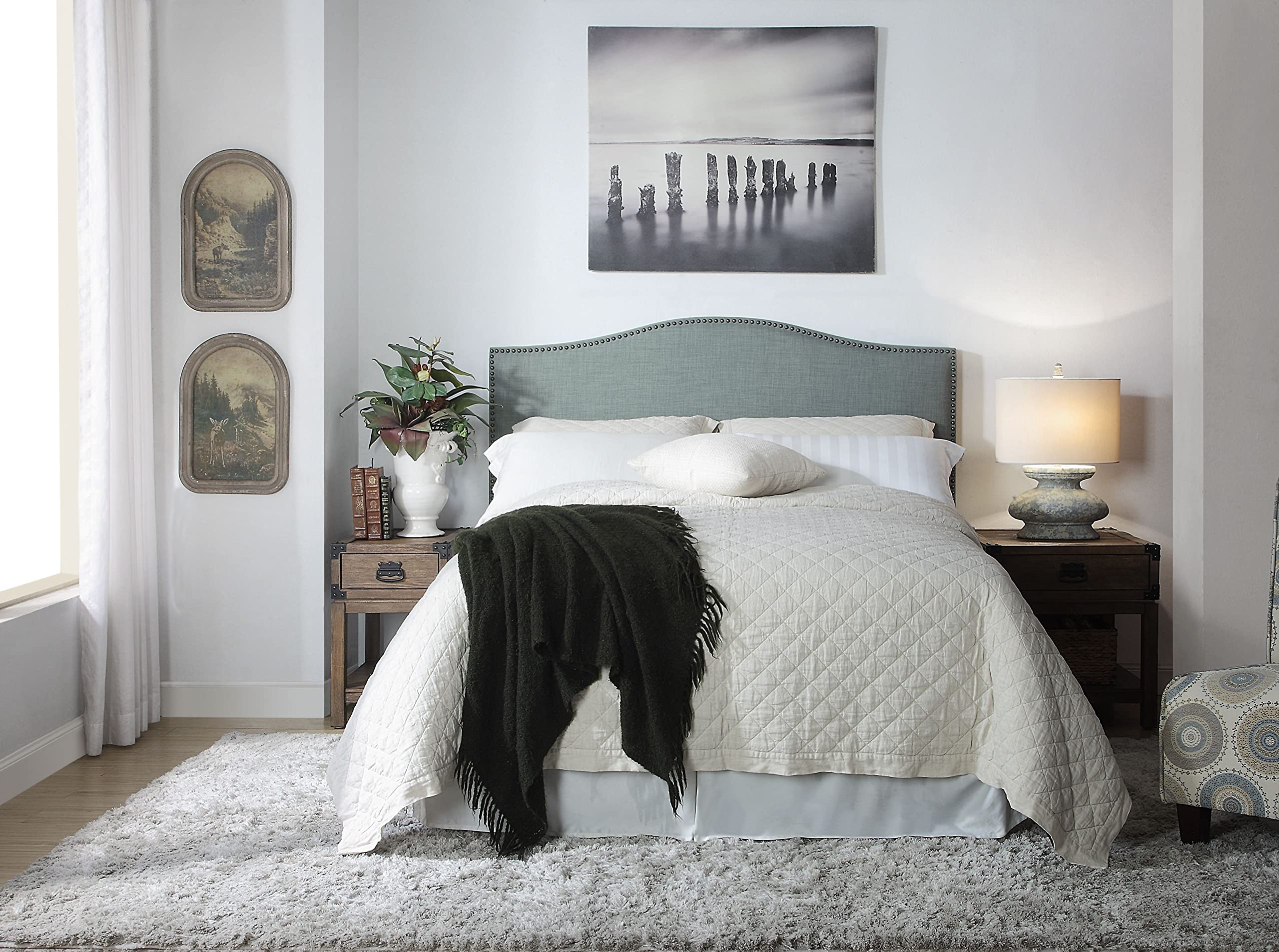 Modus Furniture Solid Wood Footboard-Storage Bed, California King, Ariana - Bluebird