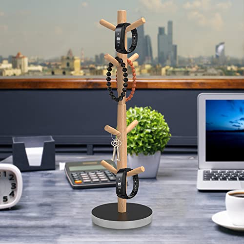 ONEDONE Mug Tree, Coffee Mug Holder 3-in-1 Coffee Mug Tree for Counter 22" Height Adjustable Solid Wood Coffee Cup Holder Anti-tip Coffee Mug Stand with 0.8" Thick Acrylic Bases (Black & Clear)