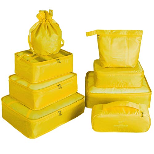 Travel Packing Cubes 8 Pcs Set, Luggage Packing Organizers with Shoe Bag and Toiletry Bag