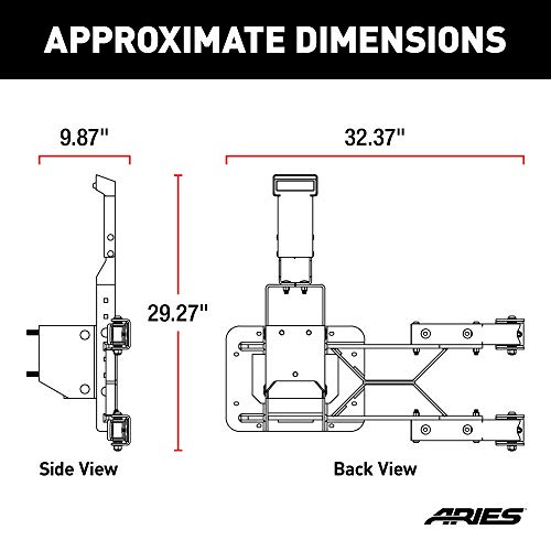 ARIES 2563000 Jeep Wrangler JK Heavy-Duty Adjustable Rear Door Spare Tire Carrier for Up to 37-Inch Wheels