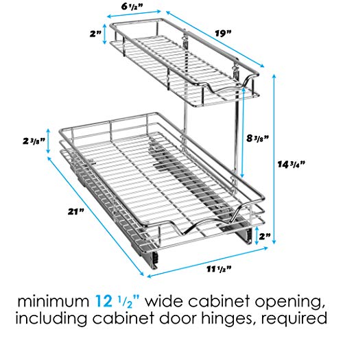 Richards Under Sink Pull-Out Sliding Shelf Organizer for Kitchen Heavy Duty with 5 Year Warranty, 11.5βW x 21βD x 14.5βH, Requires at Least 12.5β W Cabinet Opening-Chrome