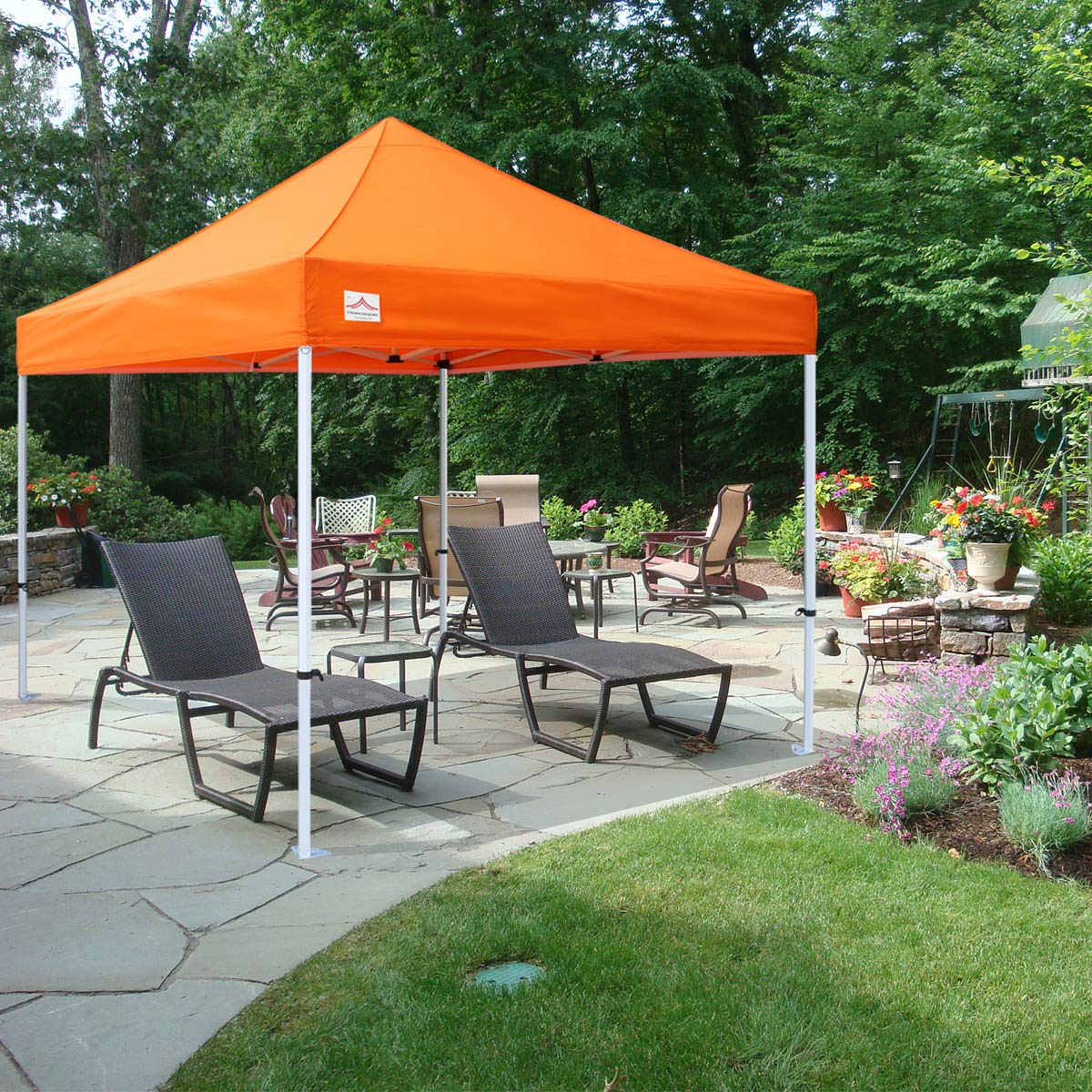 UNIQUECANOPY 10'x10' Pop Up Canopy Tent Commercial Instant Shelter with Heavy Duty Roller Bag, 4 Canopy Sand Bags, 10x10 FT Orange