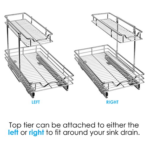 Richards Under Sink Pull-Out Sliding Shelf Organizer for Kitchen Heavy Duty with 5 Year Warranty, 11.5βW x 21βD x 14.5βH, Requires at Least 12.5β W Cabinet Opening-Chrome