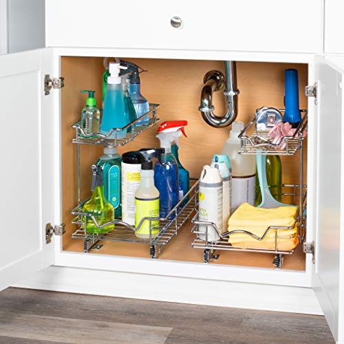 Richards Under Sink Pull-Out Sliding Shelf Organizer for Kitchen Heavy Duty with 5 Year Warranty, 11.5βW x 21βD x 14.5βH, Requires at Least 12.5β W Cabinet Opening-Chrome