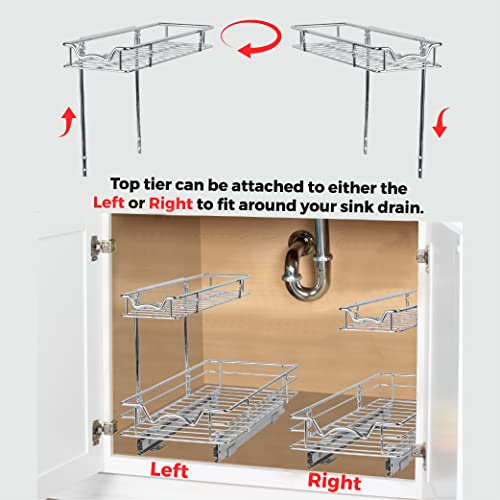 Richards Under Sink Pull-Out Sliding Shelf Organizer for Kitchen Heavy Duty with 5 Year Warranty, 11.5βW x 21βD x 14.5βH, Requires at Least 12.5β W Cabinet Opening-Chrome