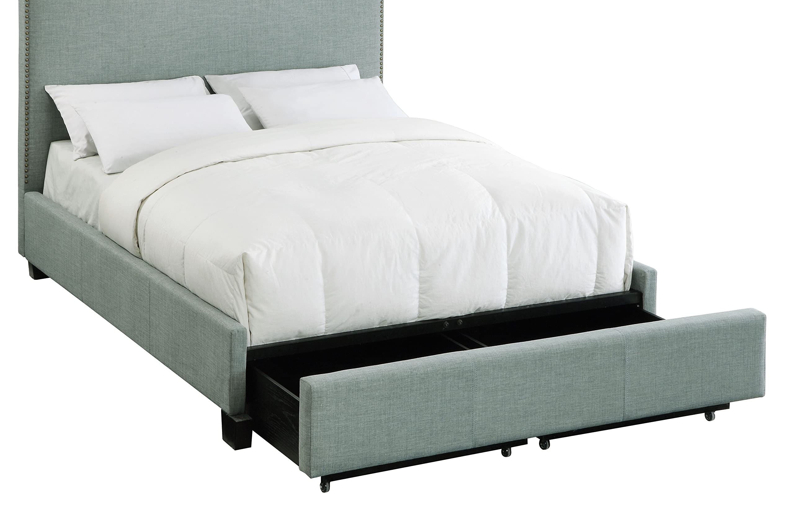 Modus Furniture Solid Wood Footboard-Storage Bed, California King, Ariana - Bluebird