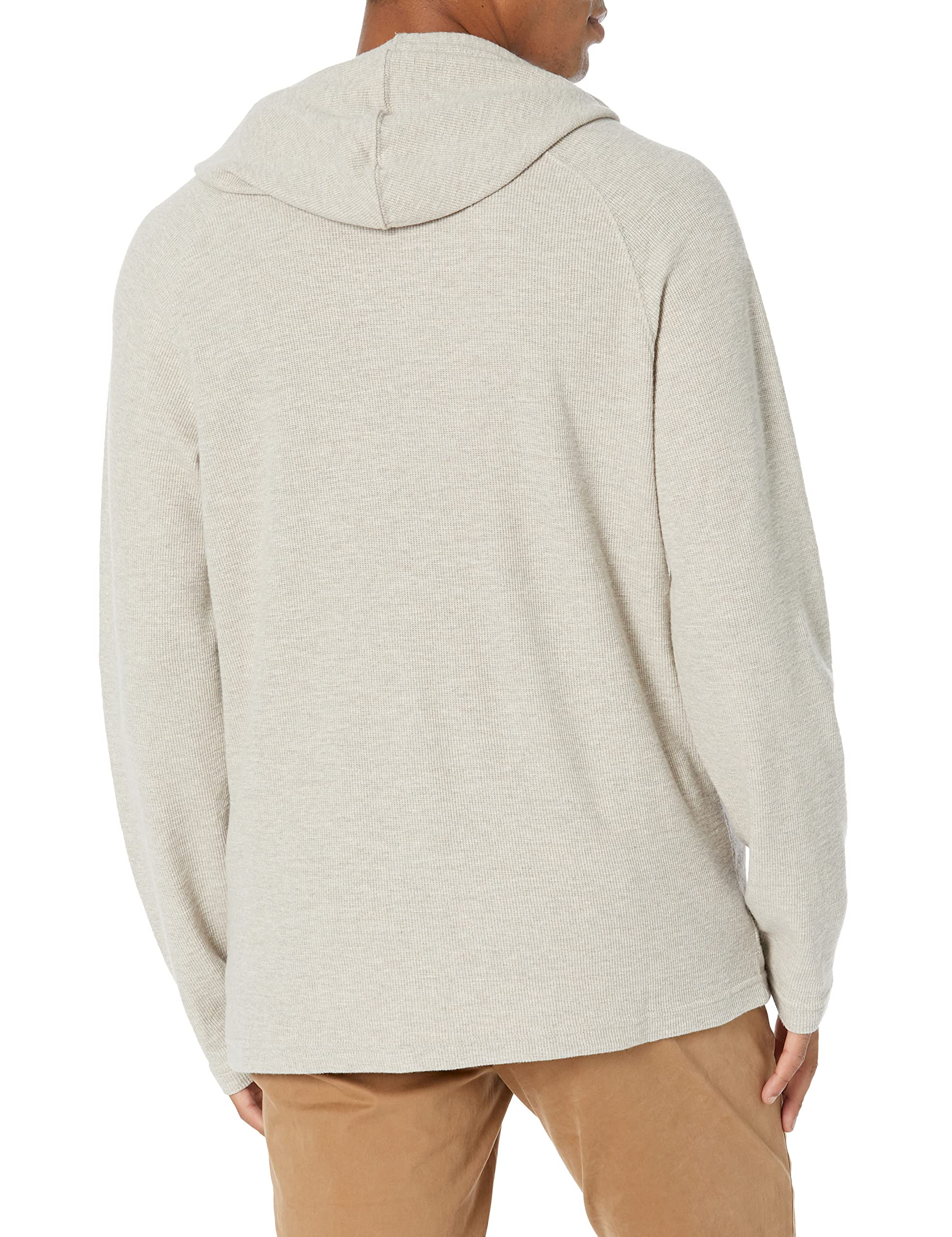 Amazon Essentials Men's Pullover Hoodie, Long-Sleeve Slub Thermal, Oatmeal Heather, Large (Previously GoodThreads)
