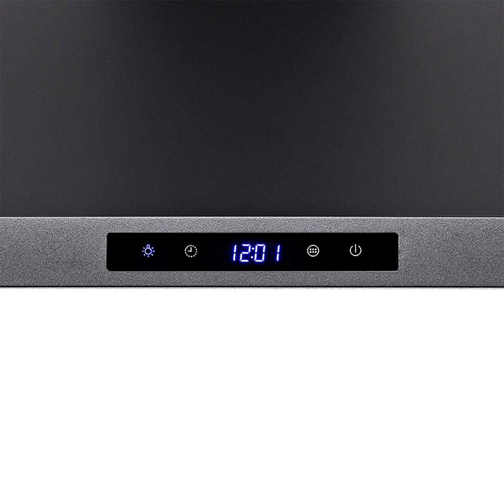 AKDY Convertible Kitchen Wall Mount Range Hood in Black Painted Stainless Steel with Lights and Carbon Filters (30 in.)
