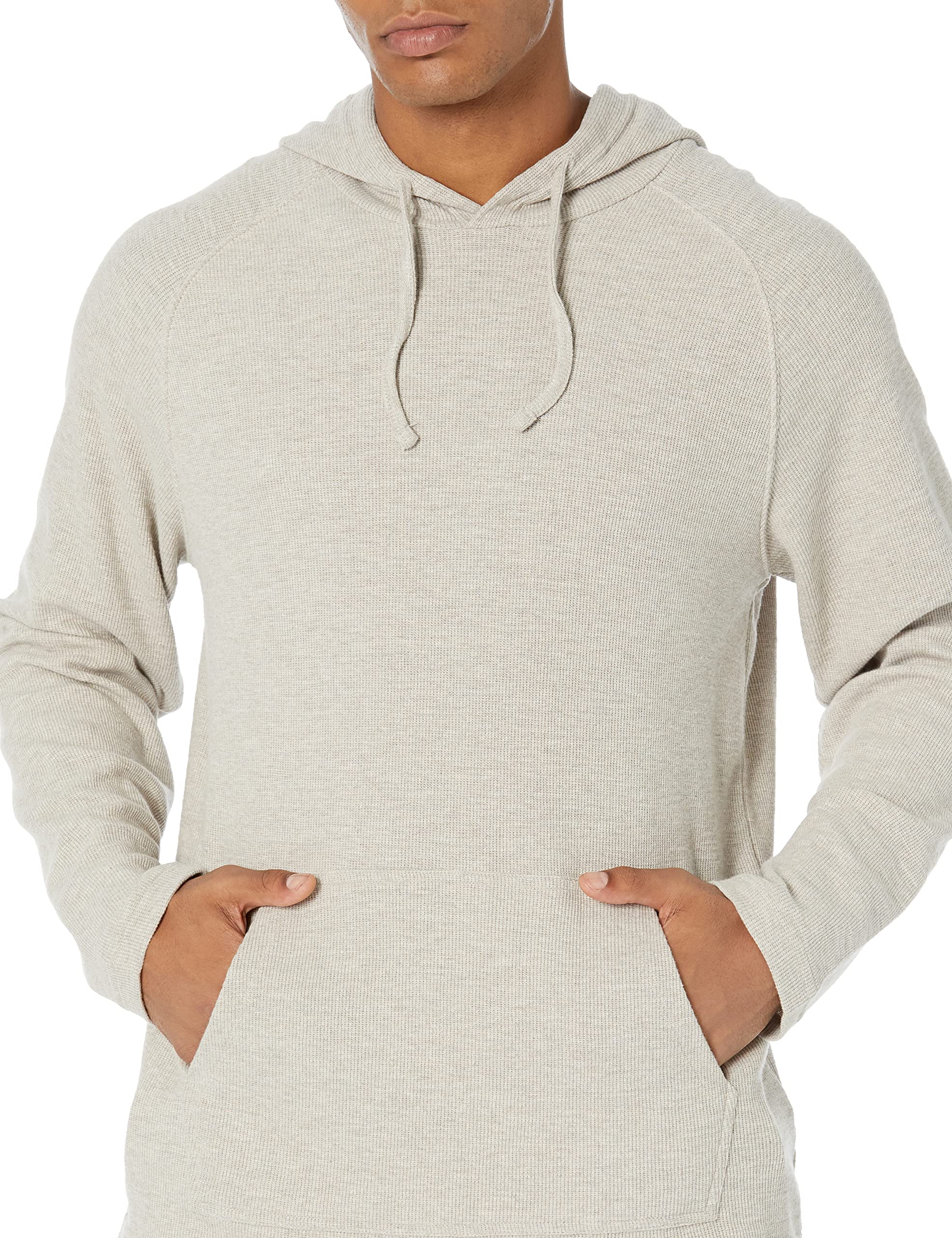 Amazon Essentials Men's Pullover Hoodie, Long-Sleeve Slub Thermal, Oatmeal Heather, Large (Previously GoodThreads)