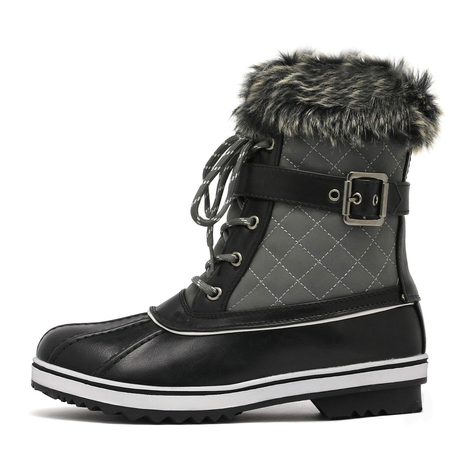 DREAM PAIRS Women's River 3 Grey Mid Calf Waterproof Winter Snow Boots Size 10 M US