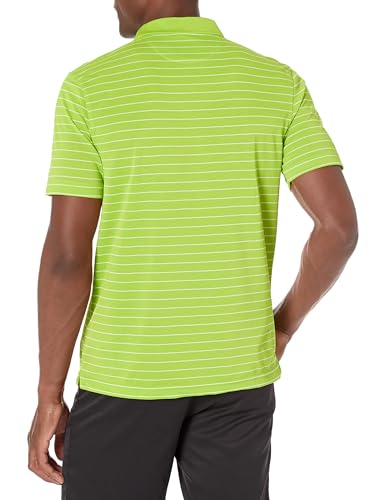 Amazon Essentials Men's Slim-Fit Quick-Dry Golf Polo Shirt - Discontinued Colors, Lime Green Stripe, Large