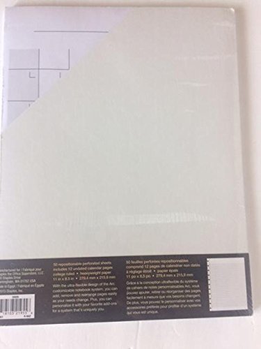 Staples ARC Customizable Notebook Perforated College Ruled Refill Paper, 11inch x 8.5inch