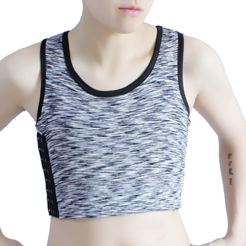 JARAZIN Women Tomboy Elastic Band Colors Chest Binder Tank Top (X-Large, Light Grey)