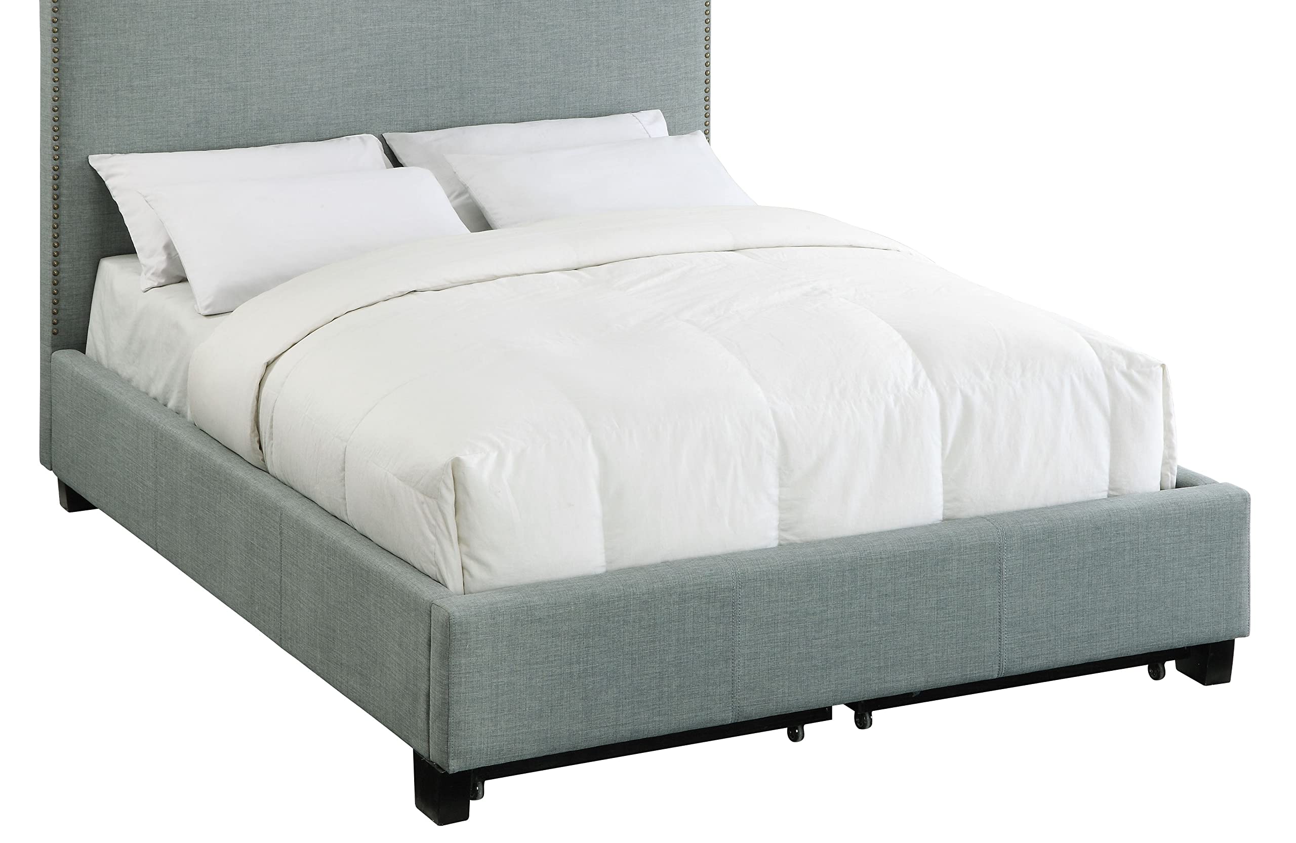 Modus Furniture Solid Wood Footboard-Storage Bed, California King, Ariana - Bluebird
