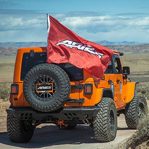 ARIES 2563000 Jeep Wrangler JK Heavy-Duty Adjustable Rear Door Spare Tire Carrier for Up to 37-Inch Wheels