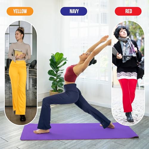 DEAR SPARKLE Fold Over Yoga Stretch Pants for Women | High Waist Bootleg Loungewear Pant + Plus Size (P8) (Black, 2X-Large)