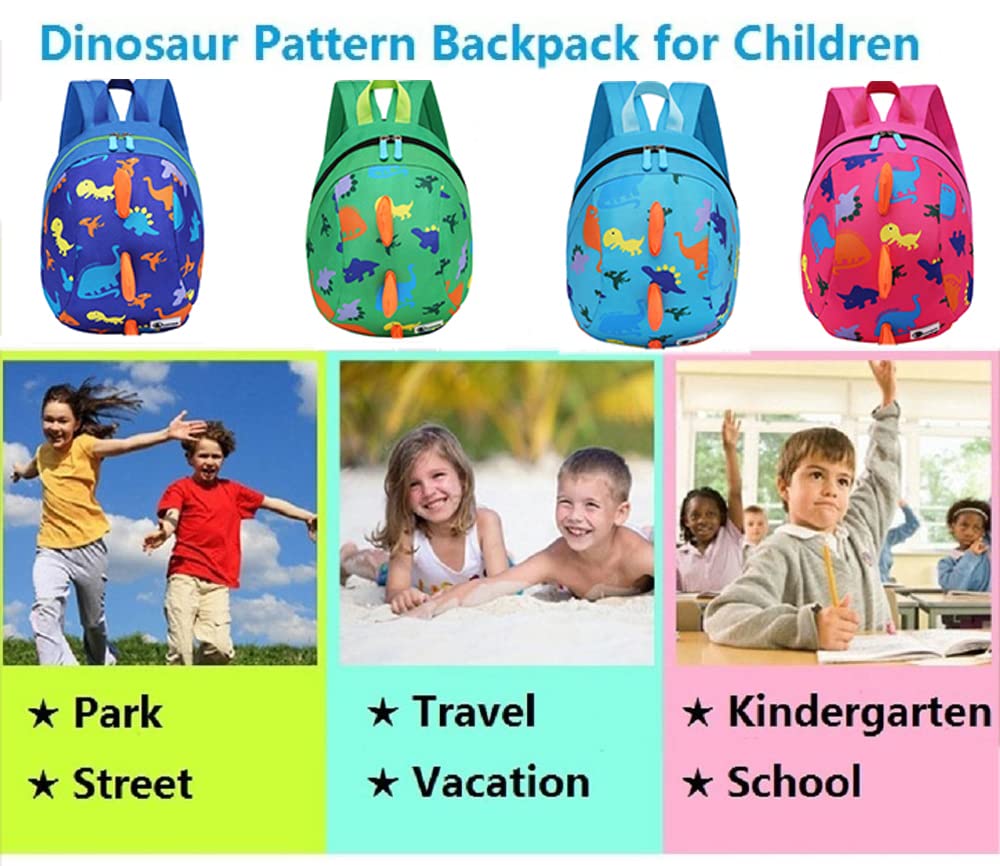 DB Dinosaur Toddler Mini Backpack with Leash, Children Kids Baby Harness Bookbag (Rose Pink)