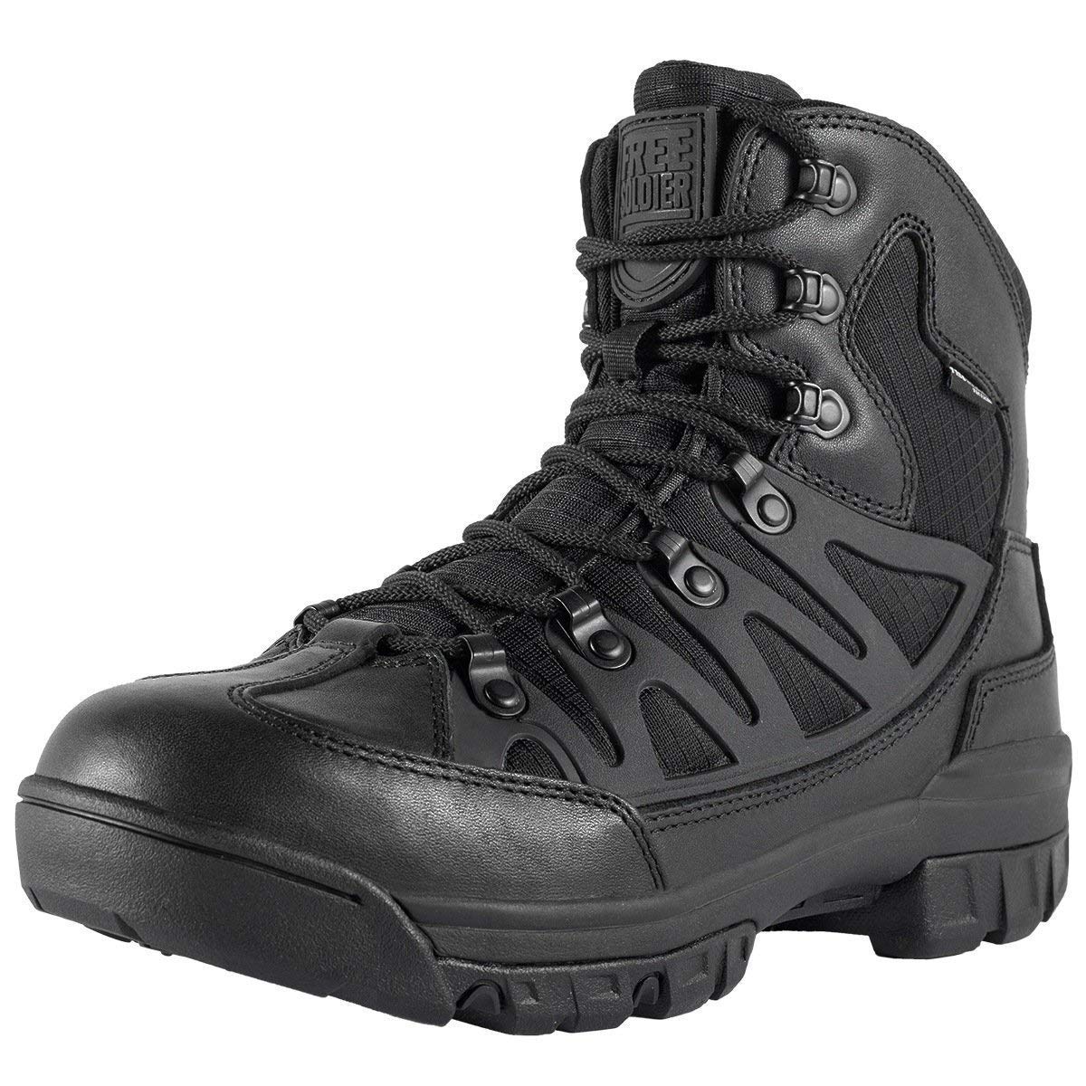 FREE SOLDIER Outdoor Men's Tactical Military Combat Ankle Boots Water Resistant Lightweight Mid Hiking Boots(Black7)