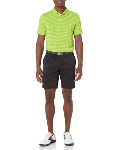 Amazon Essentials Men's Slim-Fit Quick-Dry Golf Polo Shirt - Discontinued Colors, Lime Green Stripe, Large