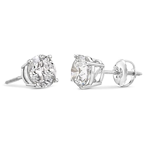 Amazon Essentials AGS Certified 14k White Gold Round-Cut Diamond Stud Earrings (2cttw, K-L Color, I1-I2 Clarity), (previously Amazon Collection)