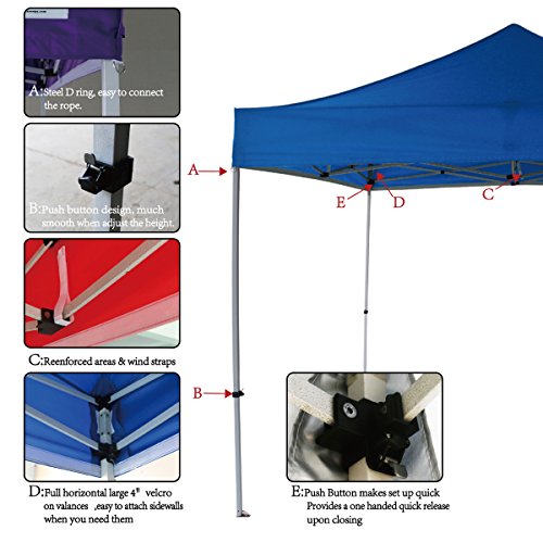 UNIQUECANOPY 8'x8' Pop Up Canopy Tent Commercial Instant Shelter, with 4 Removable Zippered Side Walls and Heavy Duty Roller Bag, 4 Sand Bags White
