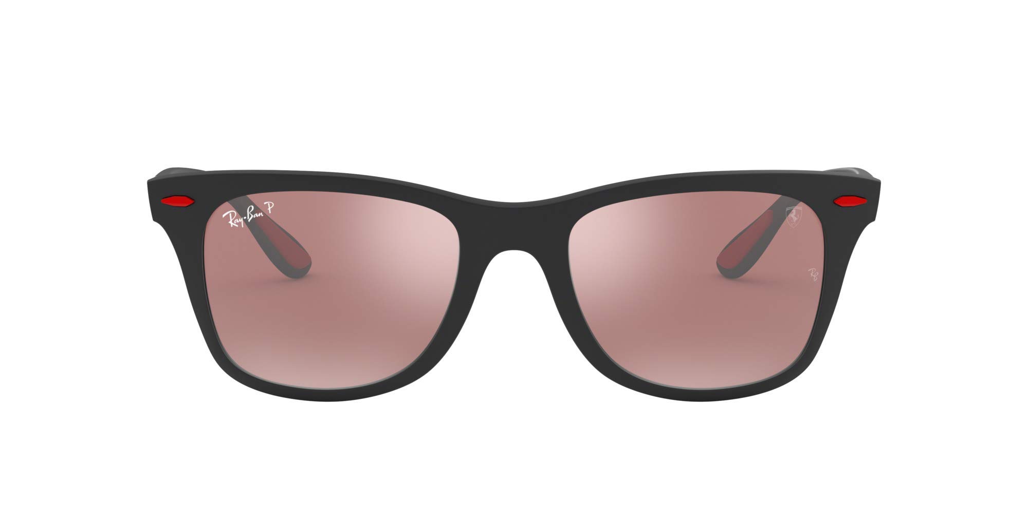 Ray-Ban RB4195M Scuderia Ferrari Collection Square Sunglasses, Matte Black/Chromance Polarized Purple Mirrored Silver, 52 mm