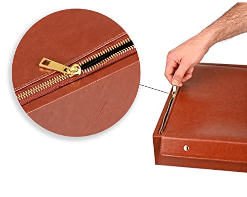 AdirHome Kitchen Silverware Utensil Holder, Leather Storage Box with Organizer Tray for Kitchen Tools Accessories Flatware Cutlery Set Knife Holder, Brown