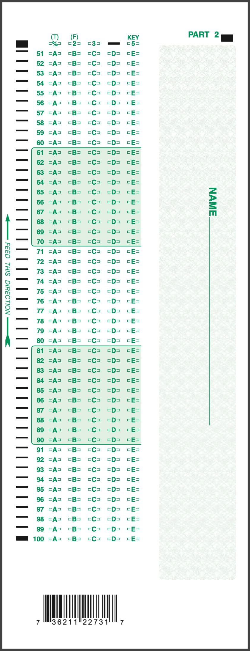 Apperson 20260 882-E Compatible Answer Sheet 50-Pack