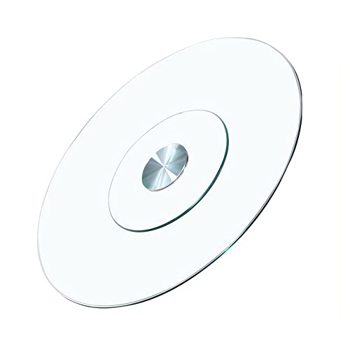 Keros Transparent Glass Turntable Round Tabletop Lazy Susan Clear Glass Rotating Tray Serving Plate, 20/24/27/32/34/36/40/44/47inch Heavy Duty Swivel Tray With Silent Metal Base (Size : 50cm/20Inch)