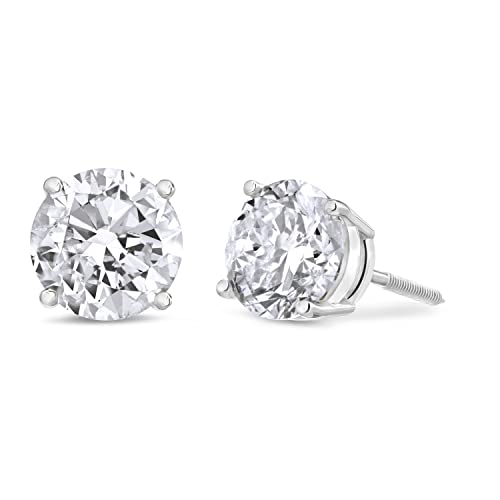 Amazon Essentials AGS Certified 14k White Gold Round-Cut Diamond Stud Earrings (2cttw, K-L Color, I1-I2 Clarity), (previously Amazon Collection)