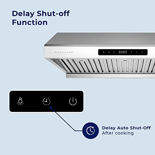 Hauslane | Chef Series 30” PS10 Under Cabinet Range Hood | PRO PERFORMANCE | Stainless Steel Electric Stove Ventilator | 3 Speed Exhaust Fan, Bright LED Lights & Delay Auto Shut-Off