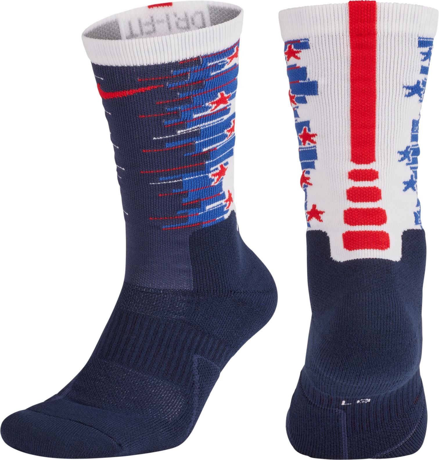 {SX7273410} UNISEX NIKE ELITE CREW1.5 4TH OF JULY , Large , Midnight NavyWhiteUniversity Red
