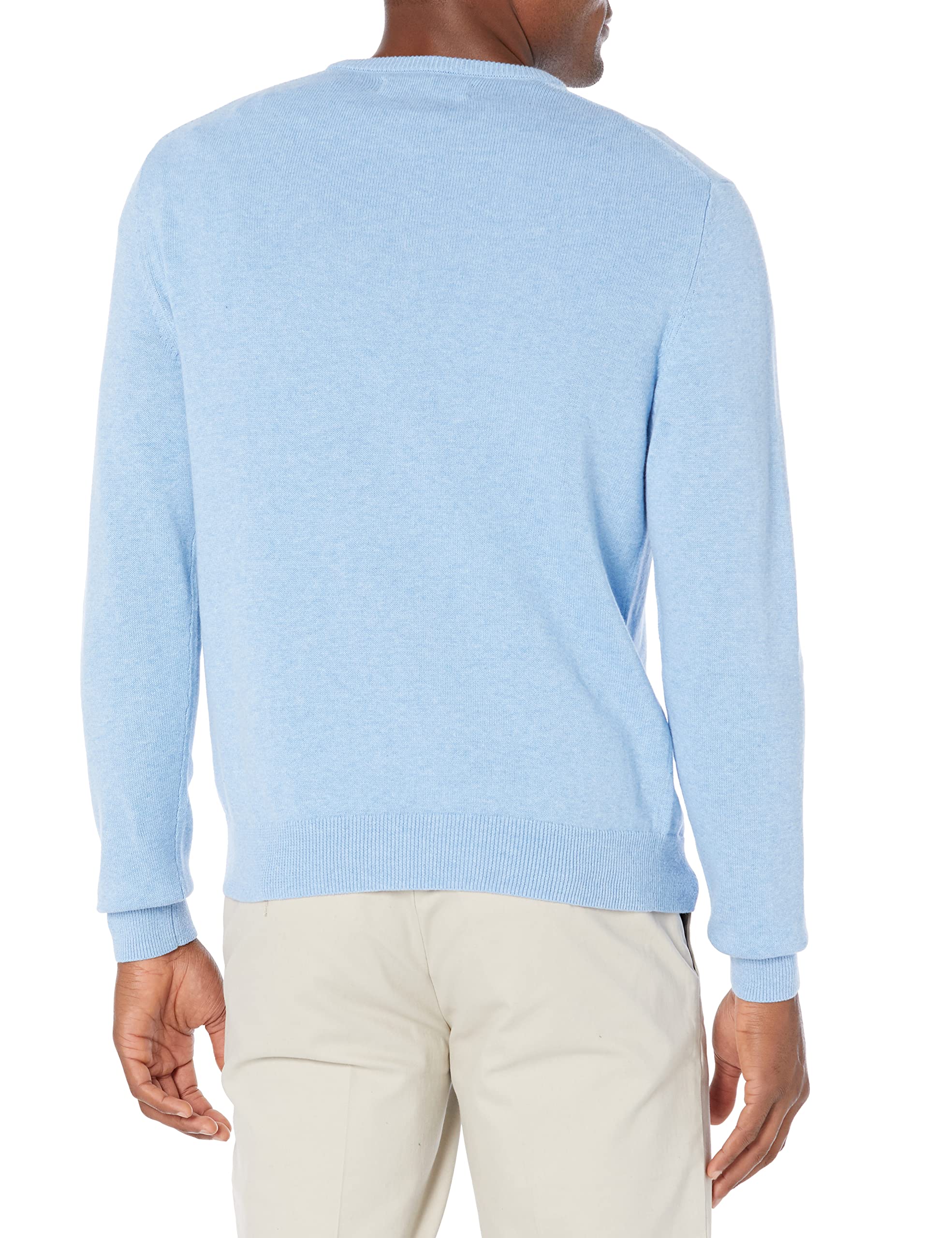 Amazon Essentials Men's Crewneck Sweater, 100% Cotton, Light Blue Heather, Medium, Big & Tall Options Available