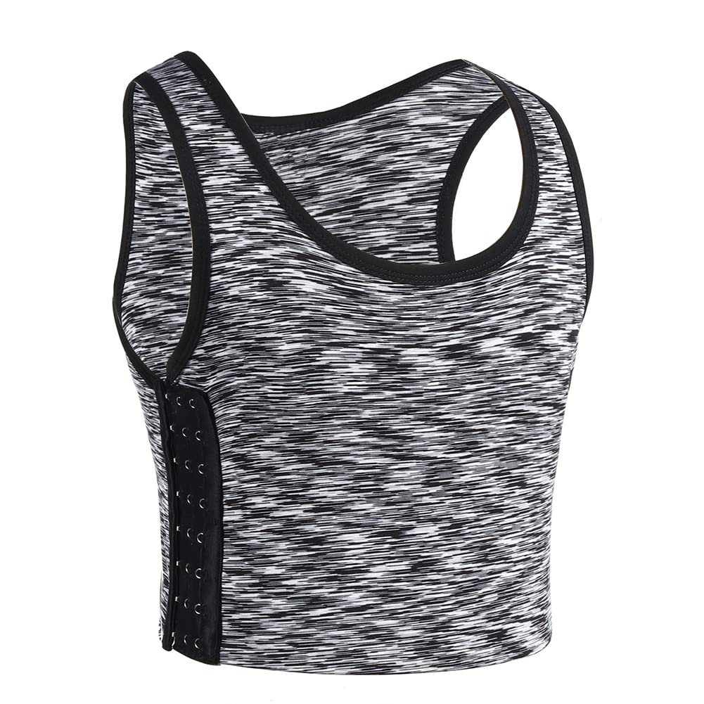 JARAZIN Women Tomboy Elastic Band Colors Chest Binder Tank Top (X-Large, Light Grey)