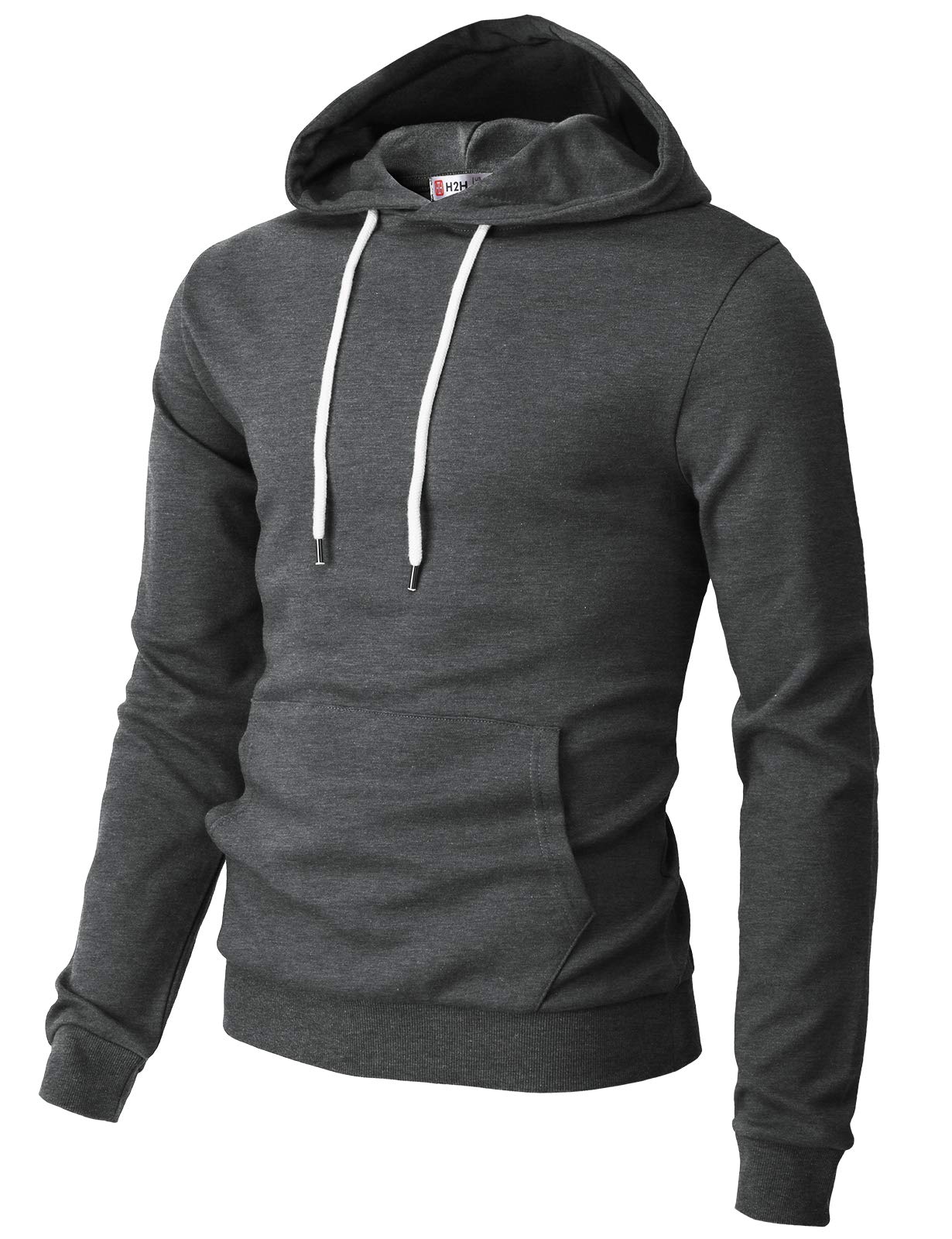 H2H Mens Basic Pullover Hoodies Sweatshirt Long Sleeve Kanga Pocket CHARCOAL US M/Asia L (CMOHOL050)